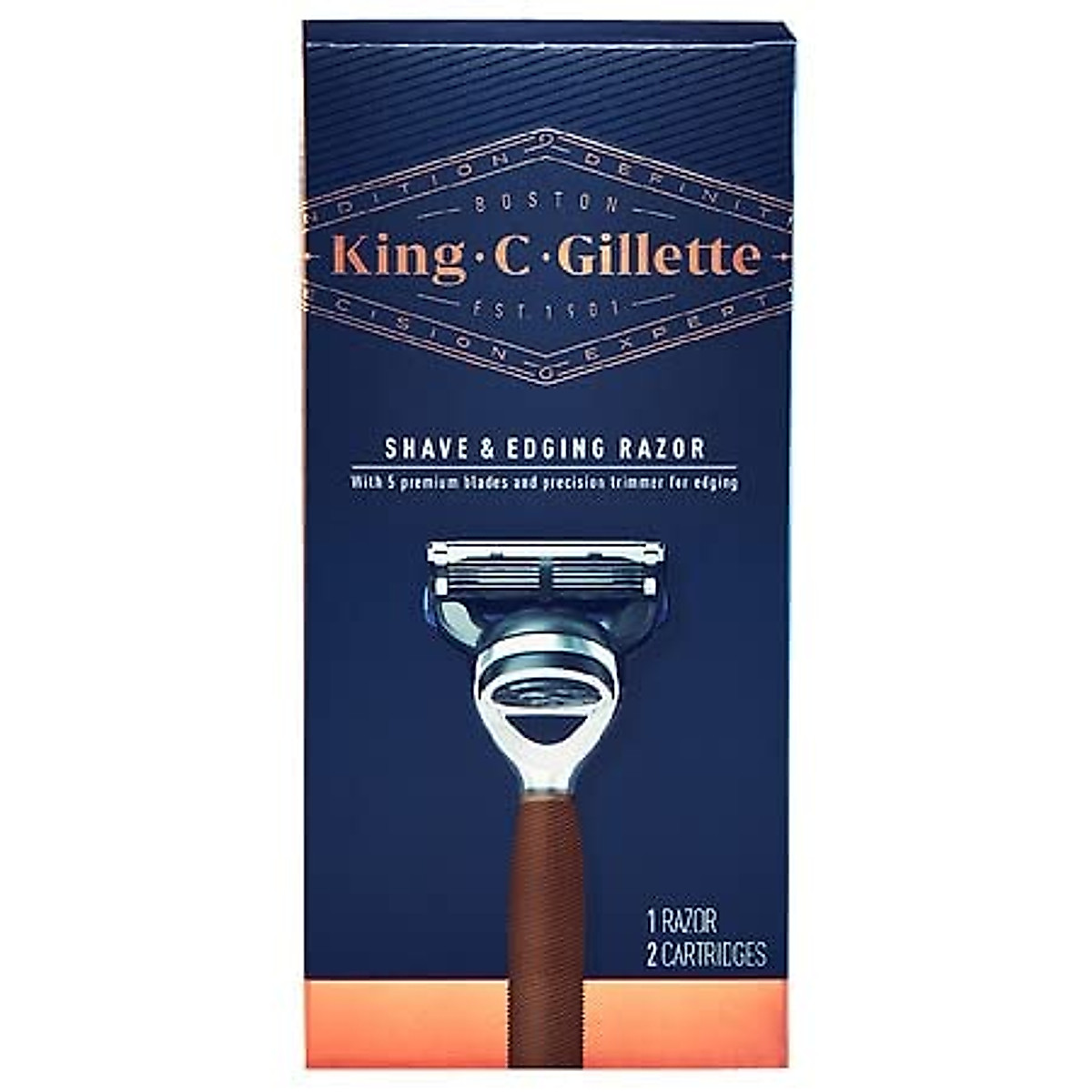 King C Gillette Shave and Edging Razor (Black),5 Count (Pack of 1)