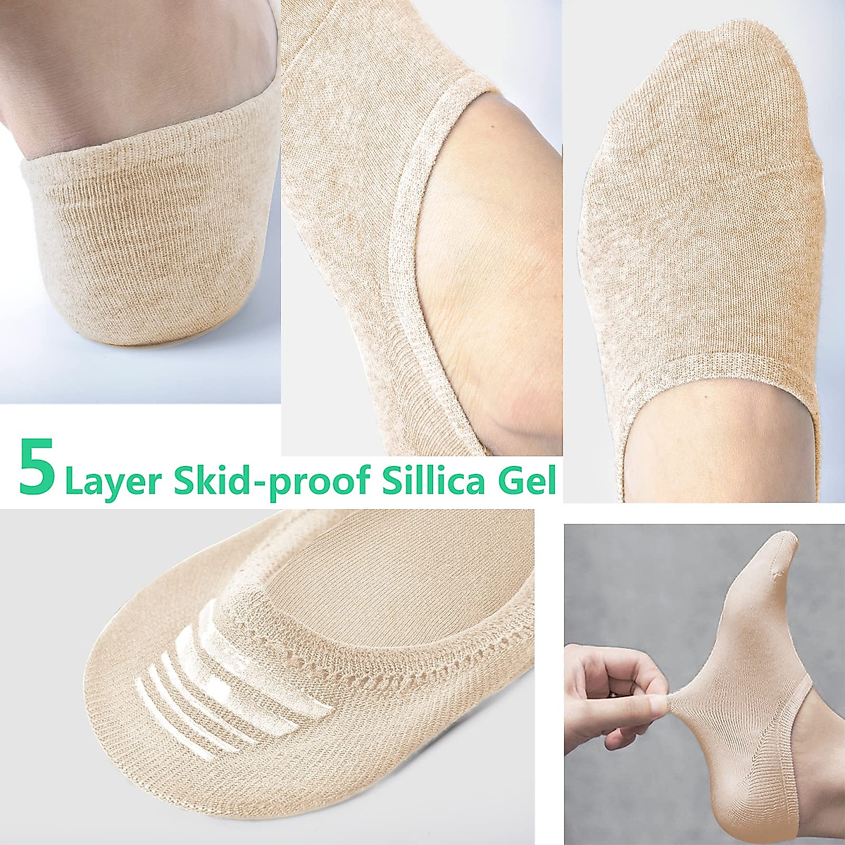 DIBAOLONG Womens No Show Socks Non Slip Flat Boat Line Low Cut Socks 6 Pairs