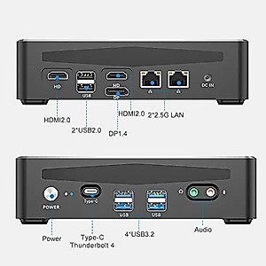 13th Gen 4K Mini Gaming PC Windows 11 Pro, Intel i7 13700H, 64GB DDR5 2TB PCIe, Supprt 4 Display, 2* HDMI, DP, Type-C Thunderbolt 4.0, 2 Lans 2.5G TPM2.0, Desktop Computer, WiFi6 BT5.2