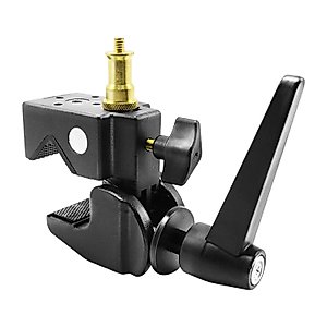 LimoStudio [1 Pack] Super Clamp with Standard Metal Stud 1/4" & 3/8" Screw for Photo Video Studio, Multi Purpose Use, AGG1108