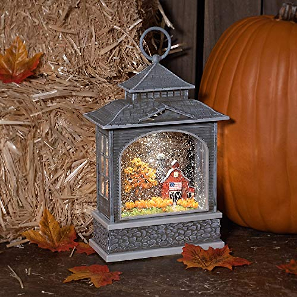 Roman 133334Led Swirl Lantern Farm Pumpkins, 10.5 inch, Multicolor