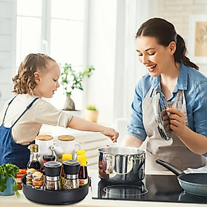 2 Pack Steel Lazy Susan Turntable Cabinet Organizer, 12'' and 10'' Rotating Storage Containers Lazy Susan for Kitchen Cabinet Pantry Bathroom (10'' and 12'')