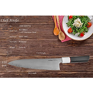 CULITECH Chef Knife, 9.5 inches Extreme Sharp High Carbon Alloy Steel Stainless Knife with G10 Octagonal Handle for Kitchen and Restaurant used