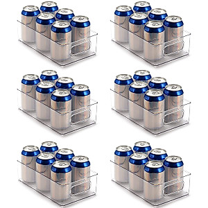 Pack of 6 Open Storage Bins Fridge Organiser Storage Box Stackable Containers Bin Drawer with Handles Kitchen Organisation for Pantry Cabinets Bathroom