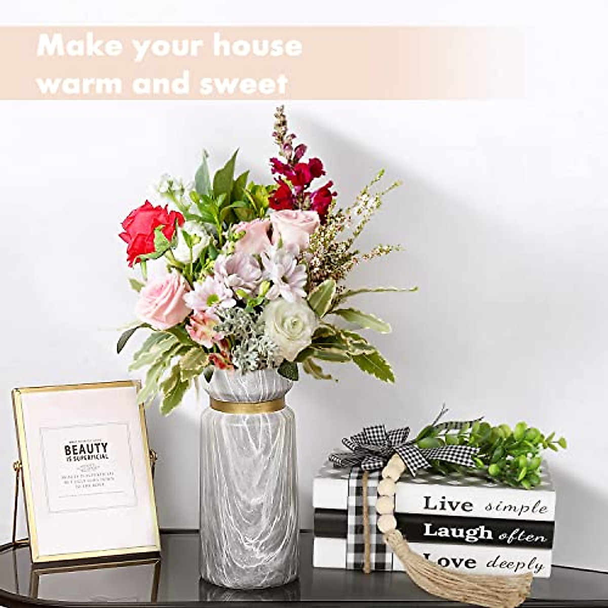 3 Pieces Fashion Decorative Book Farmhouse Real Hardcover Decorative Stacked Wood Fake Books Modern Decorative Book Stack Display Book for Coffee/Tables/Shelves Home Decor (Farmhouse Decor Style)