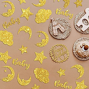 360 Pcs Twinkle Star Confetti Gold Glitter Moon Star Clouds Confetti Star Confetti Baby Shower Decorations for Baby Boy Girl Star and Moon Theme Party Decorations