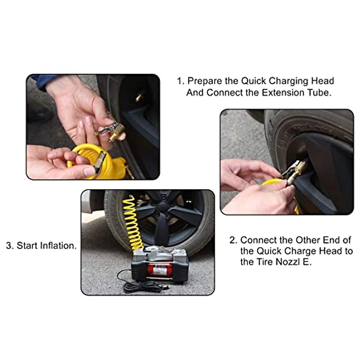 LDCRE Tire Air Chuck with Clip Adapter, Brass Locking Tire Inflator Nozzle Adapter Connect, No Leakage Tire Chucks for Vehicle Inflator Compressor Pump Connect Accessories Tool 8mm 1Pack