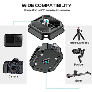 VIJIM FALCAM F38 Quick Release Plate,38mm Universal Camera Mounting Adapter w 1/4in-3/8in Screw Thread,Aluminum Quick Release System QR Plate,Fits for Sony Canon Tripod Monopod DSLR Stabilizer Slider