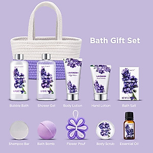 Gift Baskets for Women - Regalos Para Mujer, Body & Earth Gift Sets with Bubble Bath, Shower Gel, Body Lotion, Lavender Spa Gifts for Women, Spa Kit Mom Gifts, Mothers Day Gifts for Mom