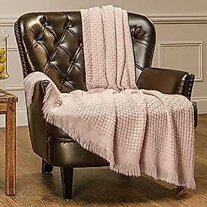Chanasya Textured Waffle Acrylic Throw Blanket with Tassels - Lightweight and Super Soft Modern Woven Blanket for Couch, Home, Living Room, and Bedroom Décor(50x65 Inches) Blanket