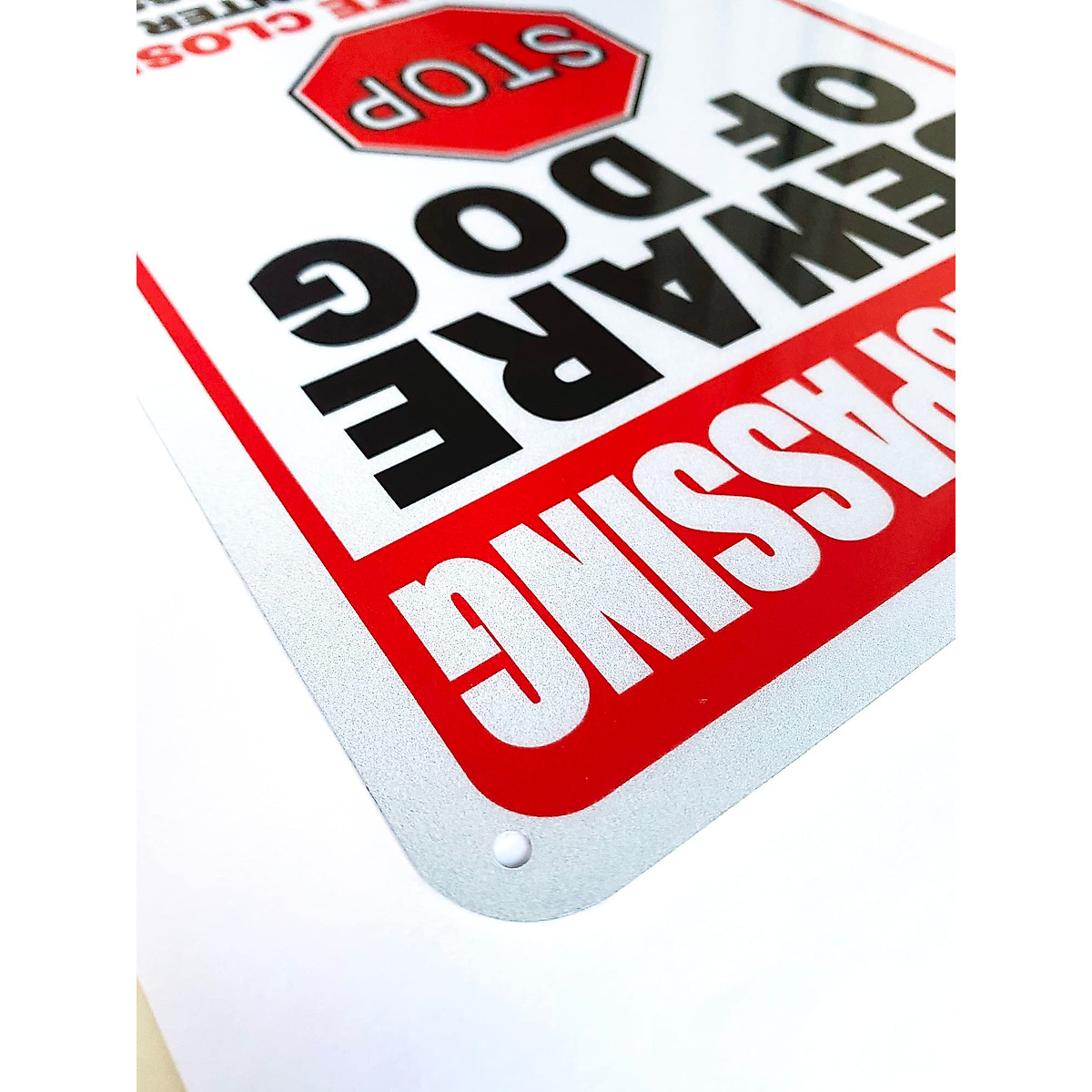 No Trespassing Beware of Dogs Stop Keep Gate Closed Do Not Enter Without Permission or Owner Present Sign for Room Wall Bathroom Decoration 12 x 8 Inch (2 Pack)