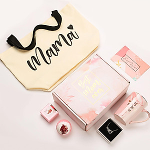 ywduoying Gifts For Mom From Daughter Birthday Gifts for Women Best Mom Ever Necklace Gifts for Mama Present Mother Tote Bag Coffe Mugs Set