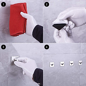 kimzcn Towel Hook/Adhesive Hooks - Wall Hooks for Coat/Robe/Towels Stick on Bathroom/Kitchen 4-Pack, Stainless Steel Brushed Finish