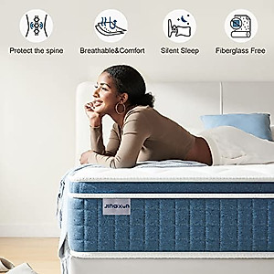 Jingxun Full Mattress, 10 Inch Hybrid Mattress with Gel Memory Foam,Motion Isolation Individually Wrapped Pocket Coils, Pressure/Back Pain Relief& Cooling Bed, Full Size