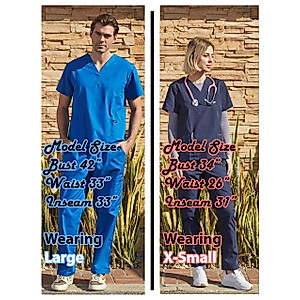 Dagacci Medical Uniform Womens and Mens Scrub Set Unisex Medical Scrub Shirt Top and Pant, Black, Medium, Short Sleeve