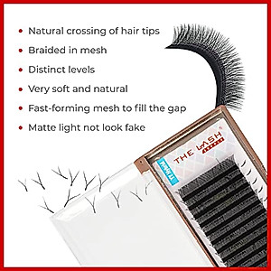 THE LASH SUPPLY YY Hybrid Eyelash Extension Professional Supplies, C/D Curl, 9-15mm Length, 0.07 Thickness, Matte Black Fake Eye Lashes, Soft and Lightweight Lashes Mixed Pack