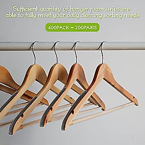 400 Count Hanger Grips Self Sticking Foam Hanger Protection Strips Self Adhesive Hanger Foam Strips Gray No Slip Hanger Strips Thin Protection Garment Tape, Enough for 200 Hangers (3 3/8 x 3/16 Inch)
