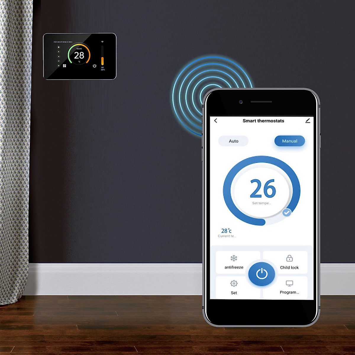 Touchscreen Smart WiFi Thermostat Digital Programmable Thermostat Home Floor Water Heating Thermostat 100 to 250VAC (16A)