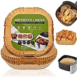 Air Fryer Liners Disposable 7.9 Inch Square 100pcs Easy Cleanup Non-stick Oil-proof for Frying, Baking,Cooking, Roasting
