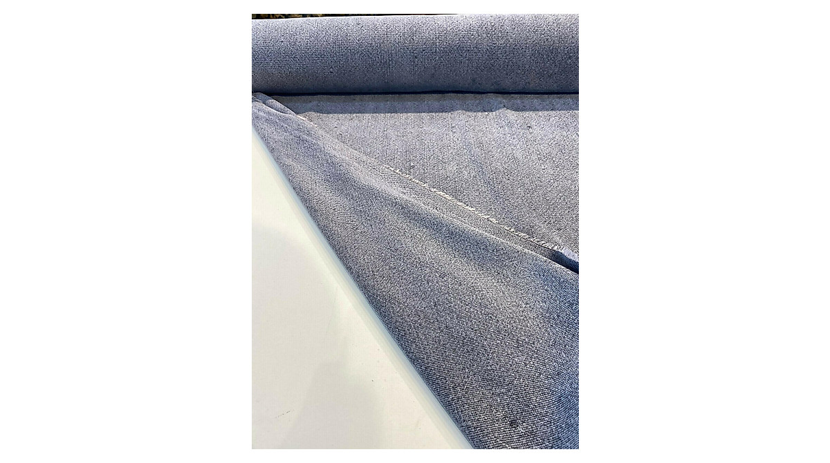 Calvin Linen Denim Blue Upholstery Fabric by The Yard