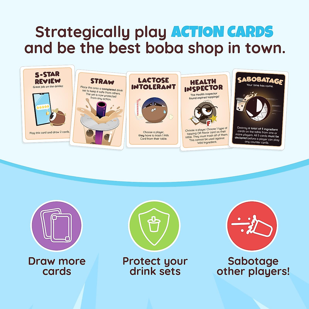 Sabobatage: The Boba Card Game 2nd Edition | Easy Family-Friendly Party Game | Card Games for Adults, Teens & Kids | 2-5 Players (Base Game 2nd Edition)