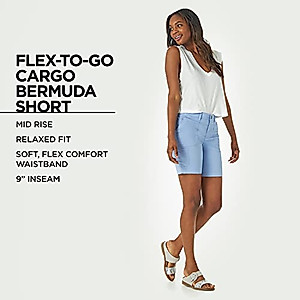 Lee Women's Flex-to-Go Mid-Rise Cargo Bermuda Short, Magenta, 12