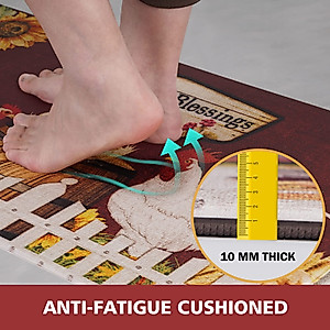 ASPMIZ Farmhouse Kitchen Mats Sets 2 Piece, Rooster Kitchen Rugs and Mats Non Skid Washable, Kitchen Floor Mats Cushioned Anti Fatigue, Floor Comfort Mats for Home & Office, 18'' x 48'' + 18'' x 30''