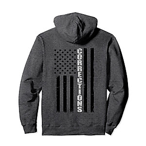 Thin Silver Line Flag Corrections Officer Pullover Hoodie