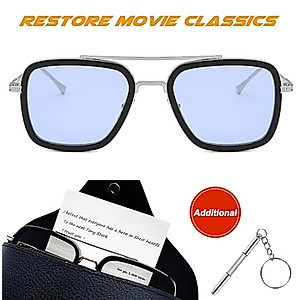 SHEEN KELLY Trendy Square Pilot Sunglasses Men Women Vintage Rectangular Metal Frame Shades Eye Glasses