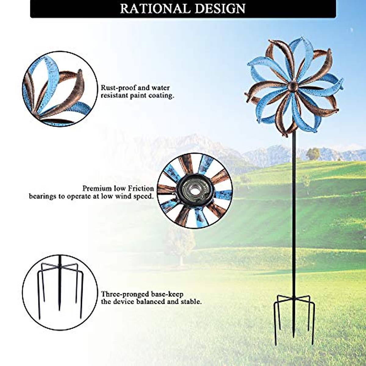 Wind Spinner, Premium Kinetic Wind Sculpture Metal Windmill for Outdoor Yard Patio Lawn & Garden