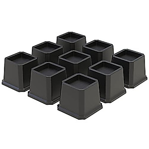 Whynonap Bed Risers 3 Inch Set of 9, Heavy Duty Bed Elevators Lifts Up 3,000 lbs Furniture Riser for Sofa and Table, Black