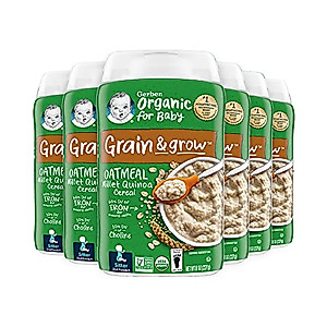 Gerber Baby Cereal Organic 2nd Foods, Grain & Grow, Oatmeal Millet Quinoa, 8 Ounce (Pack of 6)