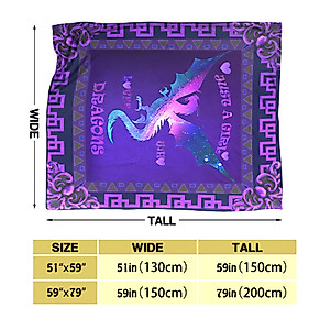 Purple Dragon Throw Blanket Warm Ultra-Soft Flannel Blanket for Bed Couch Living Room Travel Outdoor Blankets for Kids Children Adults (51" x 59")