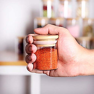 Tzerotone Spice Jar Set,2.5oz 20 Piece Glass Jar with Bamboo Airtight Lids and Labels, Mini Clear Food Storage Containers for pantry, kitchen canisters for Tea, Herbs, Sugar, Salt, Coffee