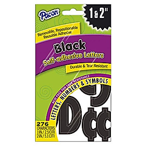 Pacon Self-Adhesive Letters, Black, Classic Font, 1" & 2", 276 Characters