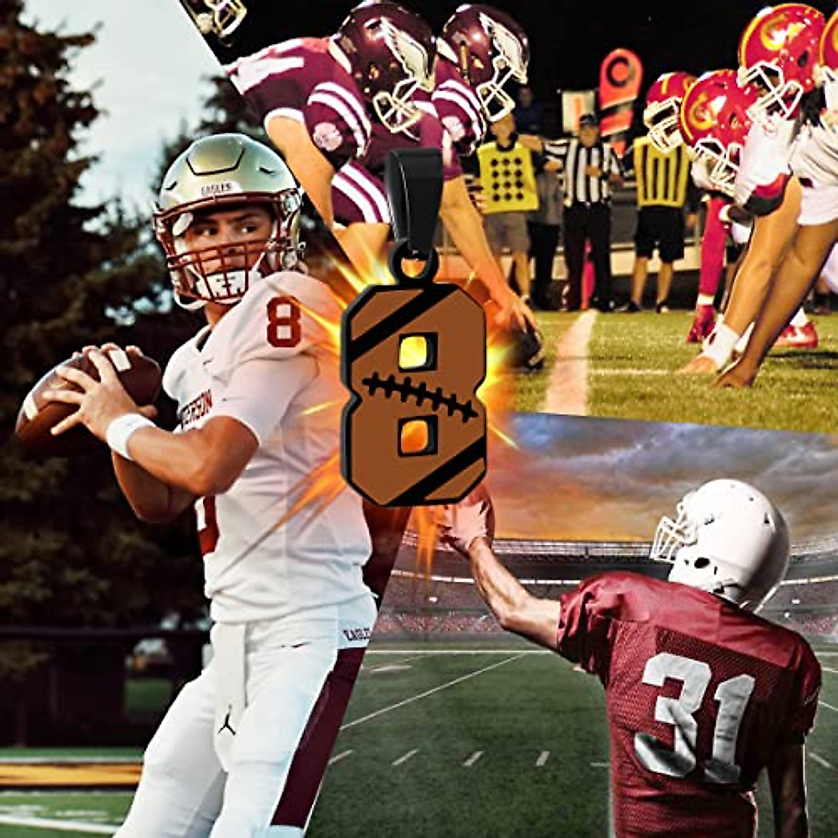 SKQIR Football Number Necklace for Boys Athletes Jersey Black Number Chain for Men Stainless Steel Charm Number Pendant Sport Jewelry Gift for Men Number：22