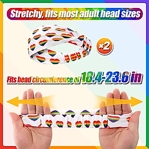 Cosweet Gay Pride Headbands - Moisture-wicking Milk Silk Rainbow Sweatbands, Highly Elastic LGBTQ Hair Accessories for Men Women Adults Pride Parade Festival Party (2 Pack, Rainbow Flag Style)