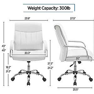 Yaheetech High Back Office Desk Task Chair Executive Conference Leather Chair Ergonomic Managerial Chair Big and Tall Swivel Chair w/Lumbar Support, Padded Armrests, Wide Seat, White