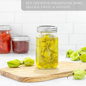 16 Oz Mason Jars With Lids, Labels and Measures! 6-Pack Regular Mouth Mason Jars, Glass Jar with Lid and Band. Airtight Canning Jars, Overnight Oats Jars, Salad Jars, Sourdough Starter Jar