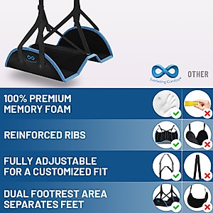Everlasting Comfort Airplane Footrest - Ergonomic Adjustable Foot and Heel Hammock - Memory Foam Portable Air Plane Flying Travel Foot Rest - Long Airplane Flight Accessories for Feet (Black)