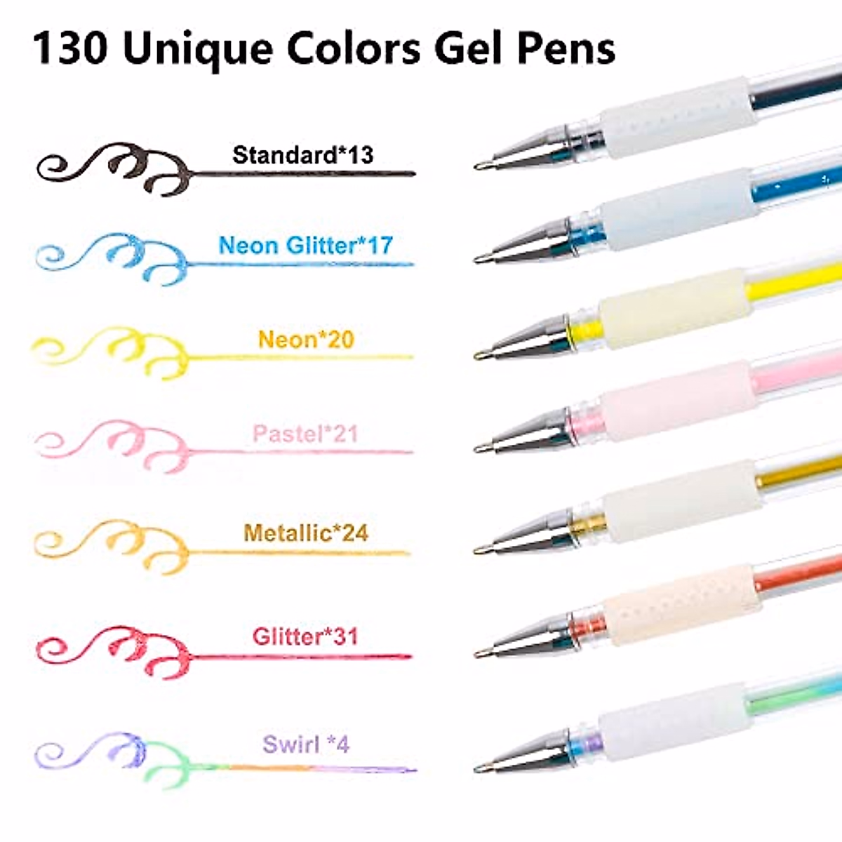 Shuttle Art Gel Pens, 130 Colors Gel Pen with 1 Coloring Book in Travel Case for Adults Coloring Books Drawing Crafts Scrapbooking Journaling