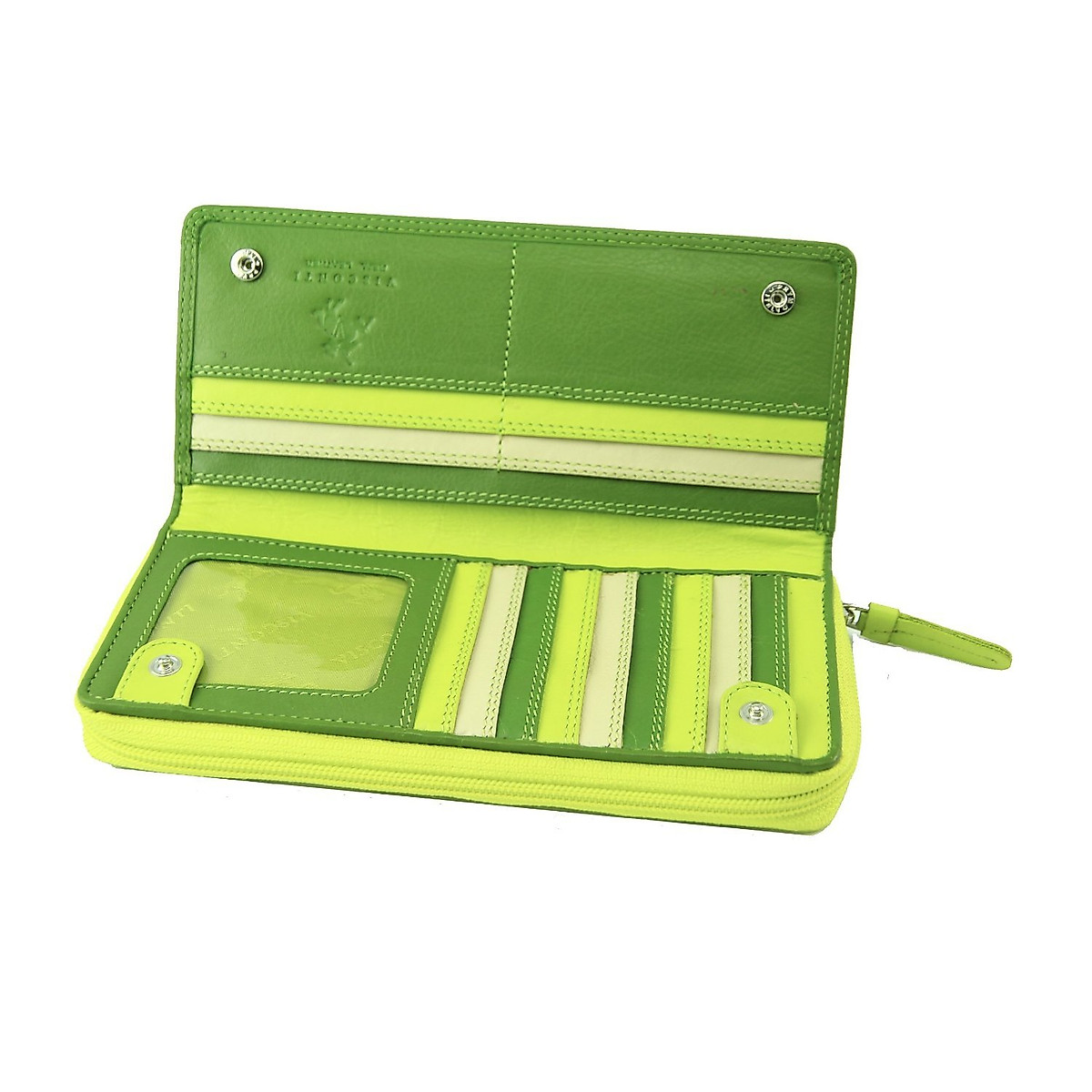 Visconti RB 55 Multi Colored Ladies Soft Leather Checkbook Wallet And Purse (Green/Yellow)