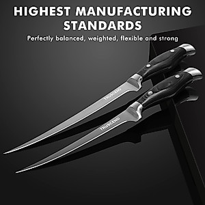 TRUSCEND Boning Knife with Protective Sheath, Razor Sharp Stainless Steel Chef Knives for Boning Filleting Trimming Skinning, Kitchen Cutlery with Ergonomic Anti-slip Handle