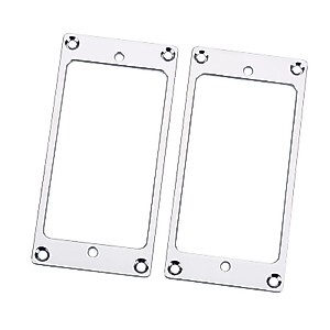 2 Pcs Metal Flat Humbucker Cover Guitar Pickup Frame Mounting Ring (Silver) Chrome Pickup Rings Humbucker Mounting Ring Chrome Guitar Pickup Rings
