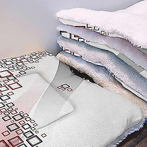 Grey and Red Pets Cat Bed Pet Blanket Thermal Fractal Square Shaped Wavy Two Colored Artwork for Puppy Dog Cat Sofa Cushion Home Rug Keep Warm Sleeping Cover Abstract 19" x 25"