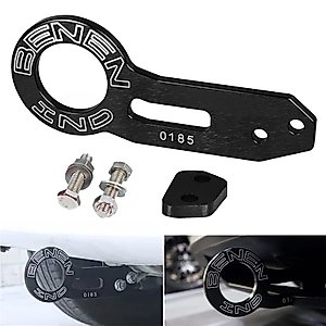 Heart Horse Rear Tow Towing Hook for Universal Car, JDM Bumper Quick Release Auto Trailer Ring Aluminum Alloy, Improved Wiredrawing Anodizing (Black)