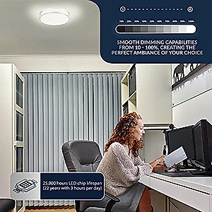 10-Inch Double Ring Dimmable LED Flush Mount Ceiling Light, 16W (95W Equivalent), 1120lm, 2700K Warm White, Brushed Nickel Finish Steel, ETL Listed, Commercial or Residential 2 Pack