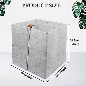 WisePoint Felt Storage Basket, Folded Closet Storage Bins Large Capacity Cube Storage Bin with Hanger, Multifuctional Storage Bins for Shelves, Clothing, Books, Shoes (dark gray)