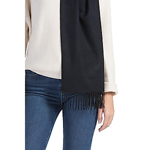 Fishers Finery Women's 100% Pure Cashmere Winter Scarf; 2-Ply Dehaired (Black)