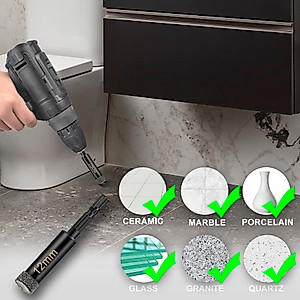 10PCS Dry Diamond Hole Saw 1/4,5/16,3/8,1/2 Tile Drill Bits Ceramic Diamond for Glass Stone Porcelain Tile Marble Granite Hex Shank Glass Drill Bit for Bottles Pots